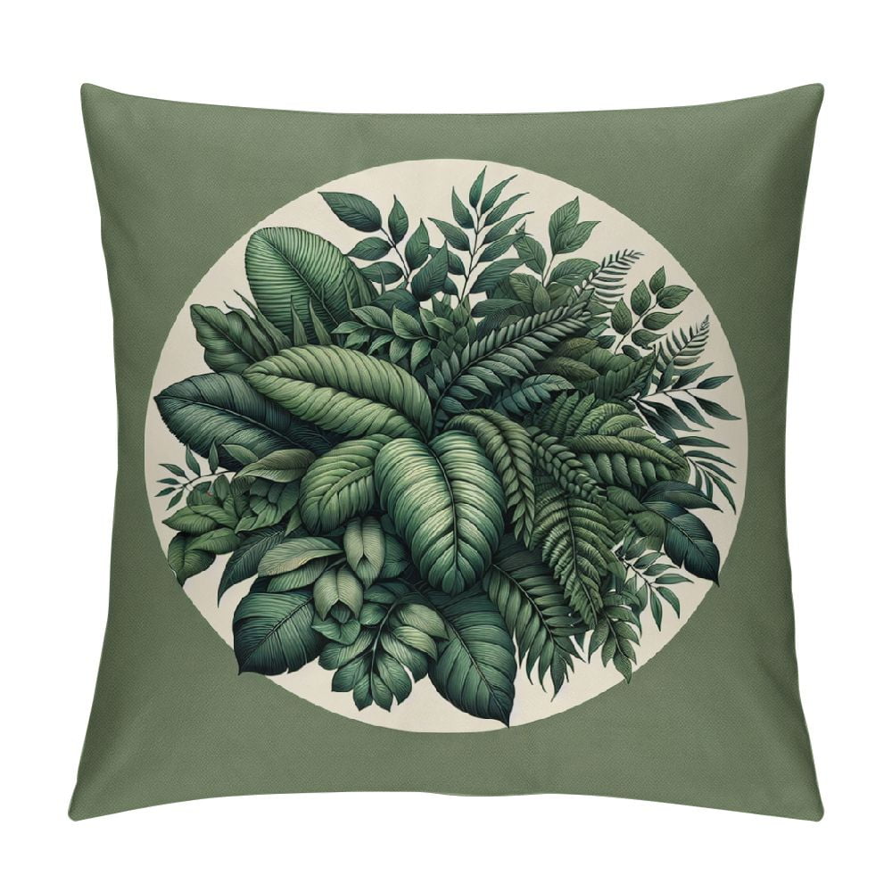 GOSMITH Leaf Pillow Cover Vintage Tropical Palm Tree Fern Banana Leaves ...