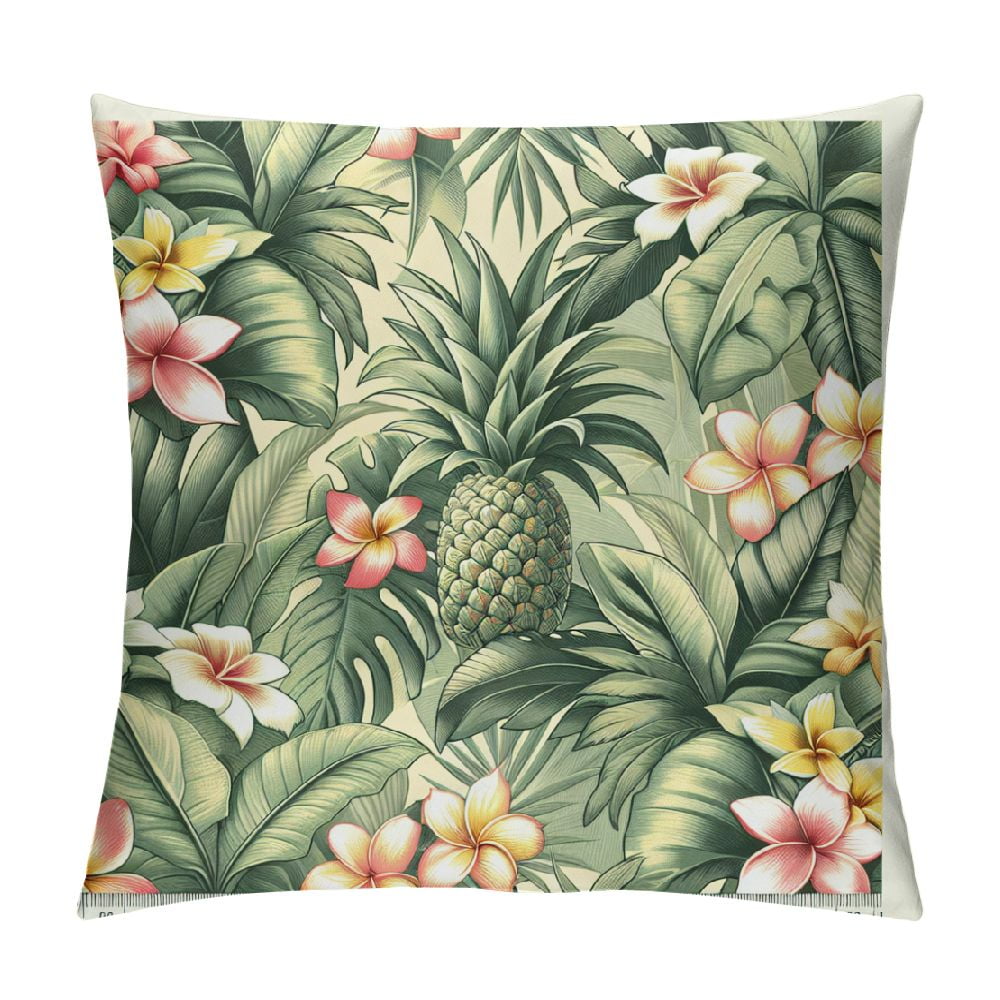 Leisuo Leaf Pillows Hawaiian Pineapples Tropical Palm Leaves Flowers in ...