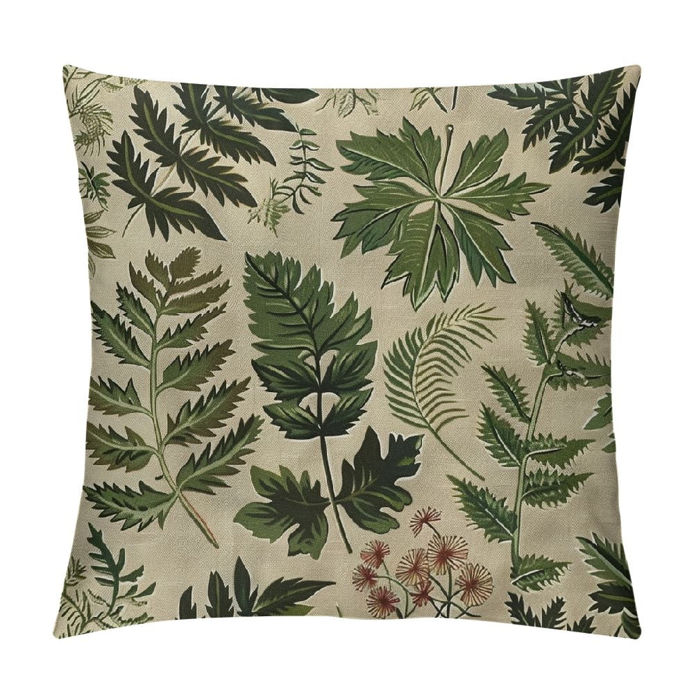 Leisuo Leaves Throw Pillow Cushion Cover,Green Leaves and Fern Pattern ...