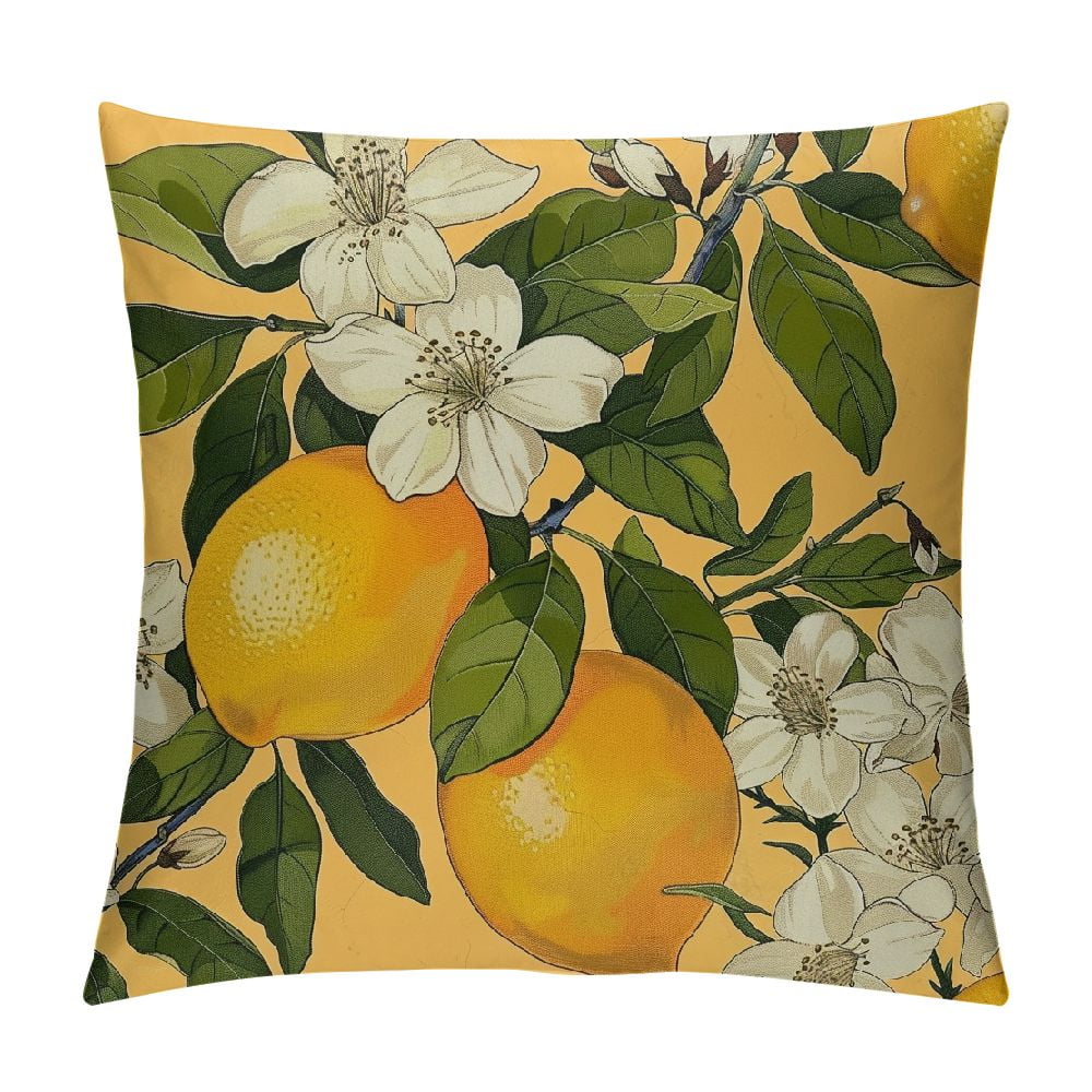 GOSMITH Lemon Throw Pillow Covers Vintage Chinese Plum Tree Fruits ...