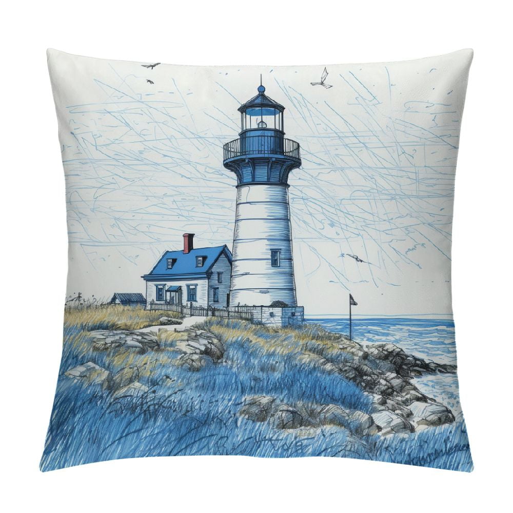 GOSMITH Lighthouse Pillow Case,Vintage Nautical Geographic Map Ocean ...