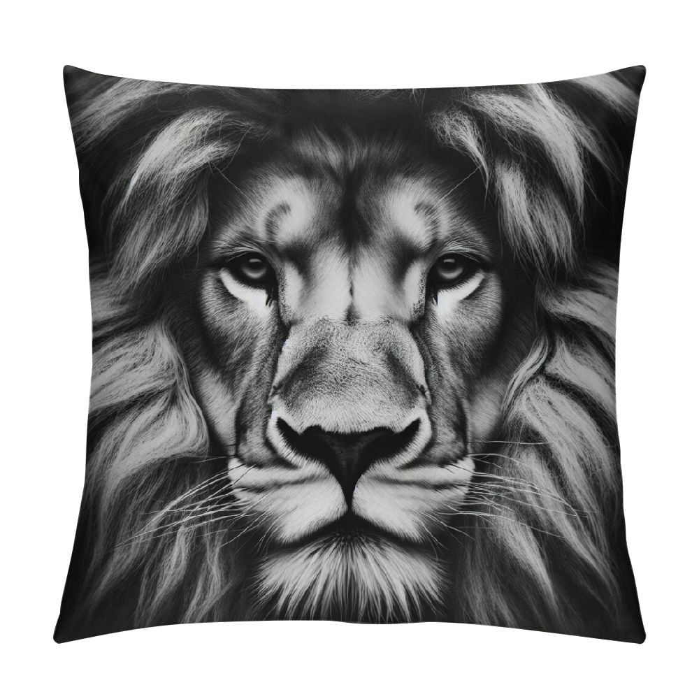 Leisuo Lion Decorative Throw Pillow Cover, Beautiful Male African Lion ...