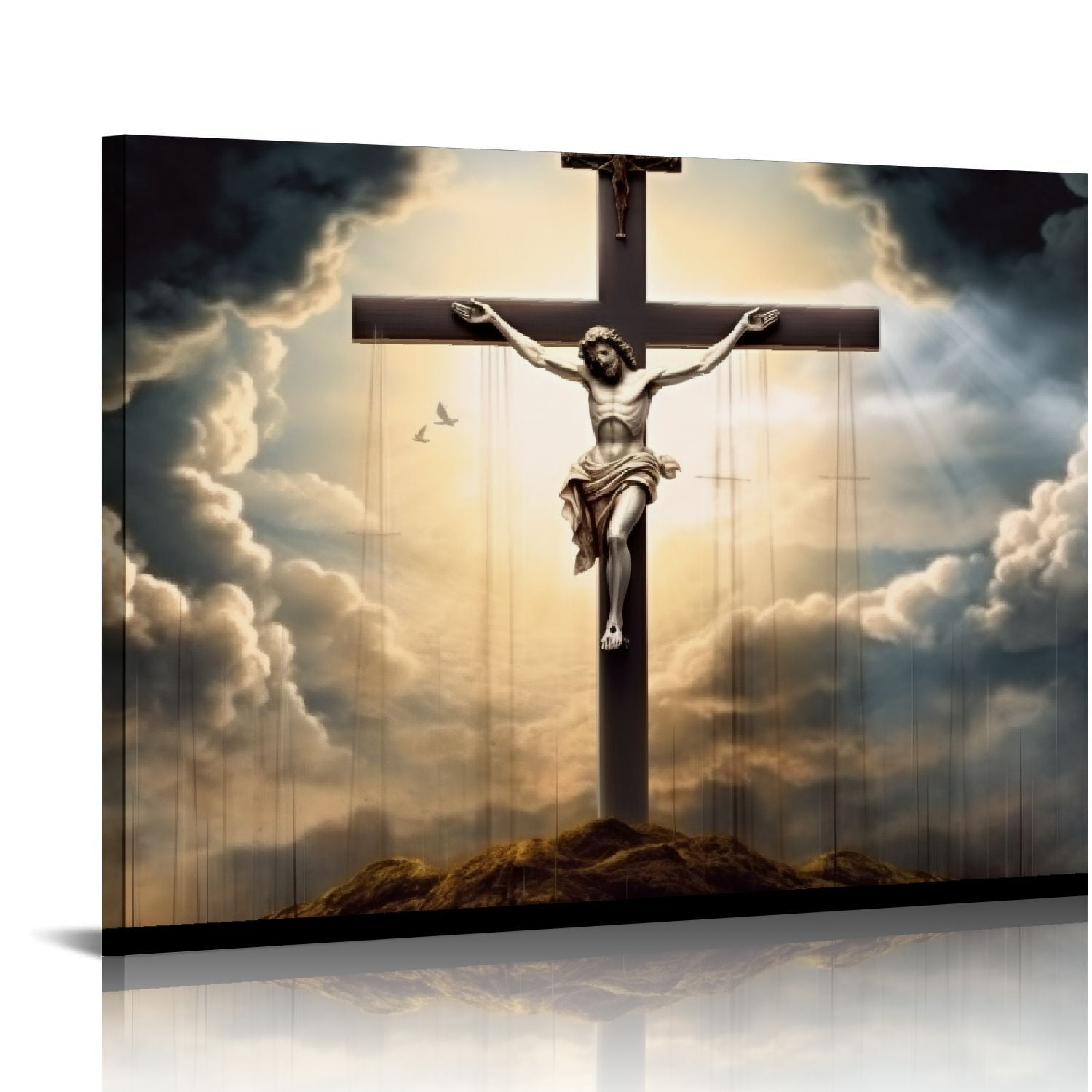 GOSMITH Living Room Decor Crosses Canvas Wall Art Decor Jesus Crucified Pictures Religion ...