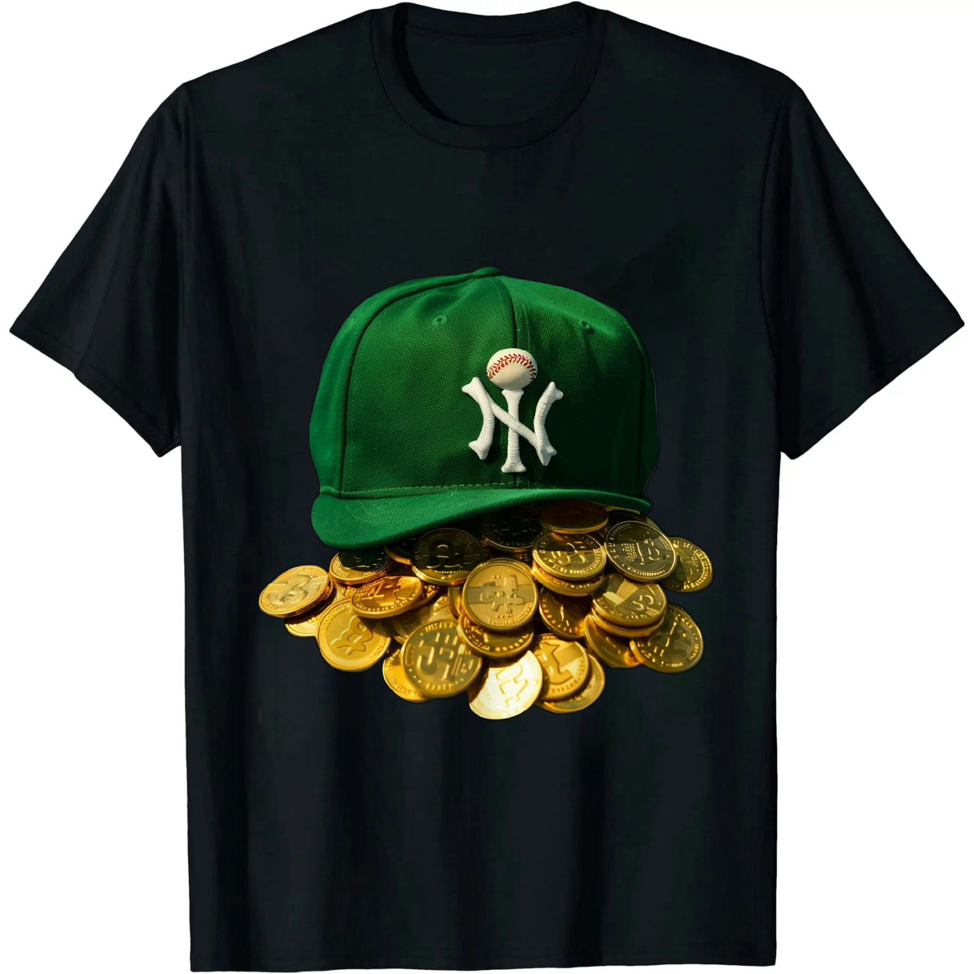 GOSMITH Lucky Baseball Leprechaun Hat Pile Golden Coins Irish Clover T ...