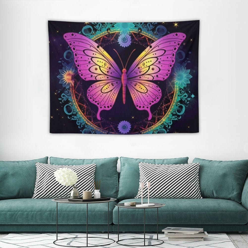 GOSMITH Mandala Butterfly Tapestry, Boho Colorful UV Reactive Neon Wall ...
