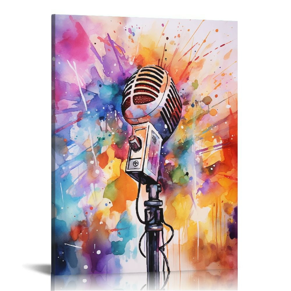GOSMITH Microphone Watercolor Art Print (UNFRAMED) - Walmart.com