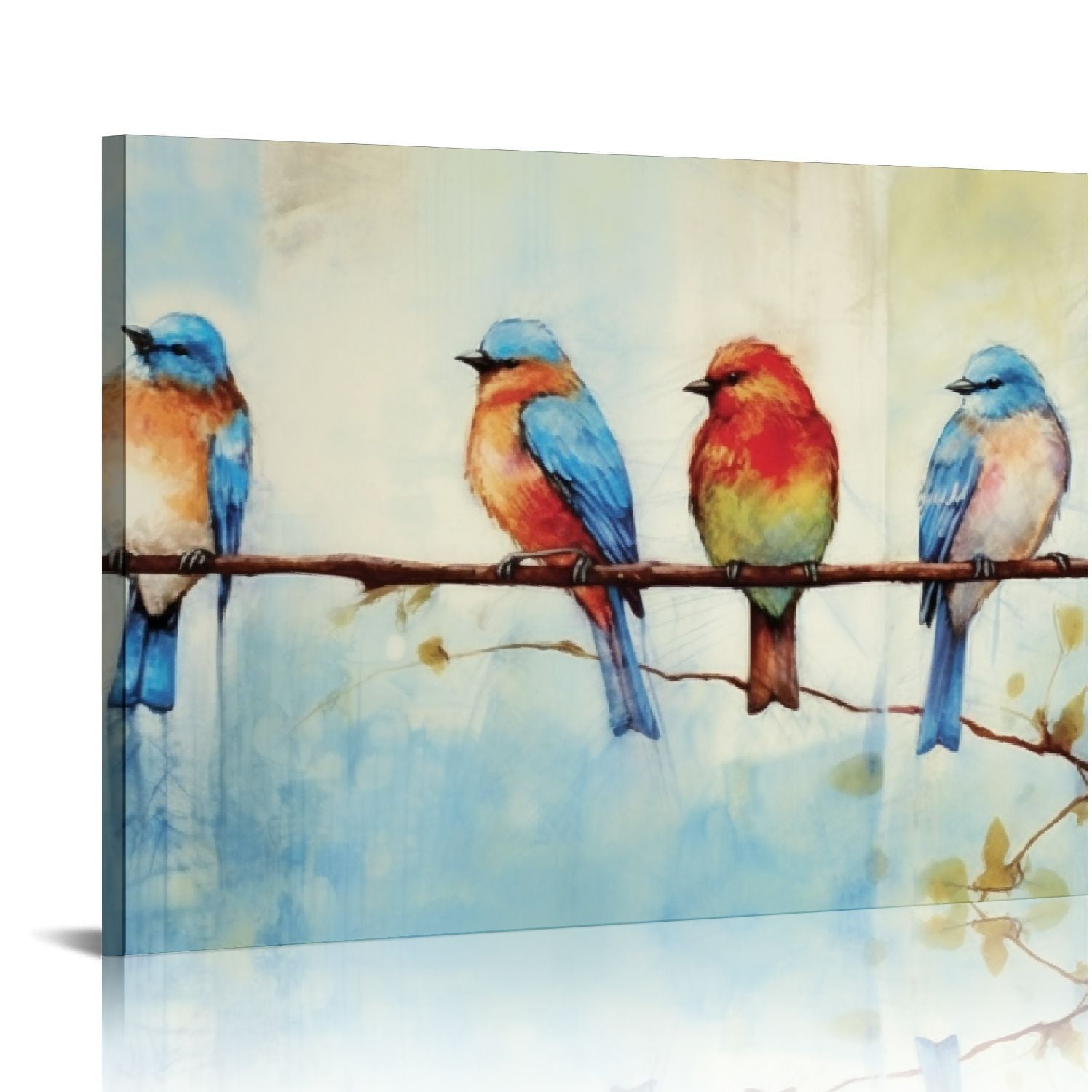 GOSMITH Modern Farmhouse Colorful Birds Canvas Wall Art, Multicolor ...