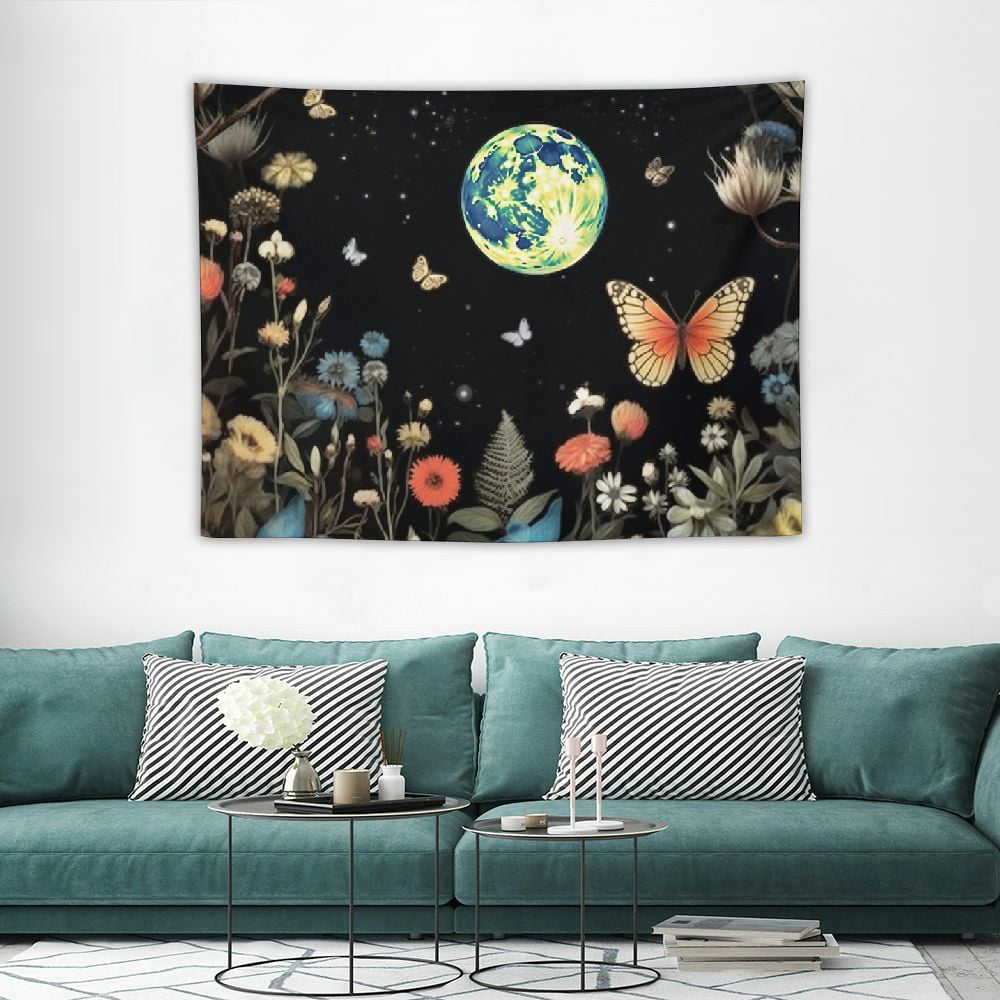 GOSMITH Moon Garden Tapestry Moonlit Green Plant Botanical Mushroom ...
