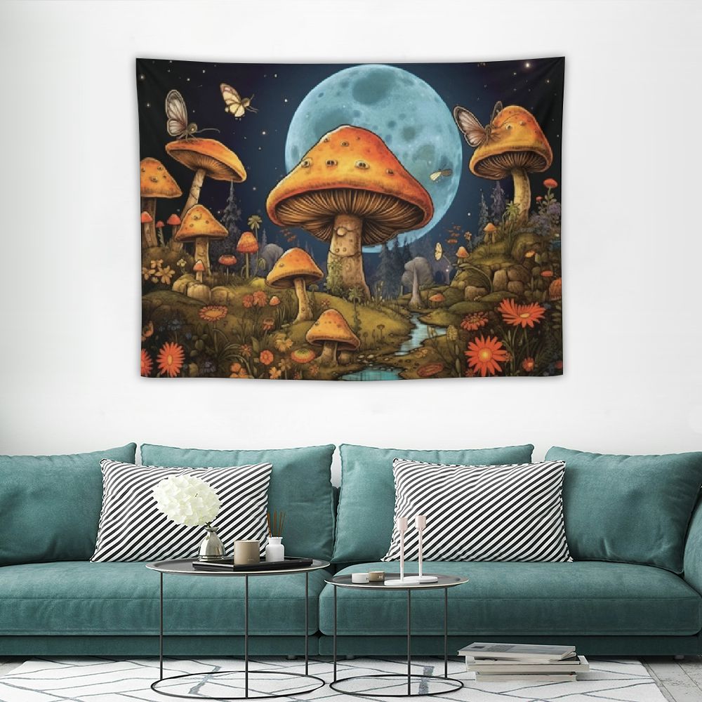 GOSMITH Mushroom Tapestry Moon Star Tapestry Starry Sky Tapestry ...