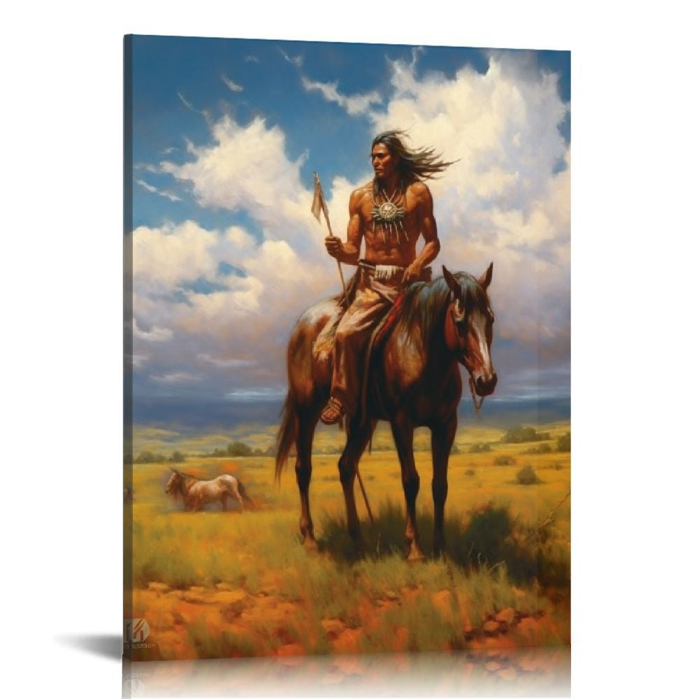 GOSMITH Native American Indian Warrior Landscape Poster Wall Art ...
