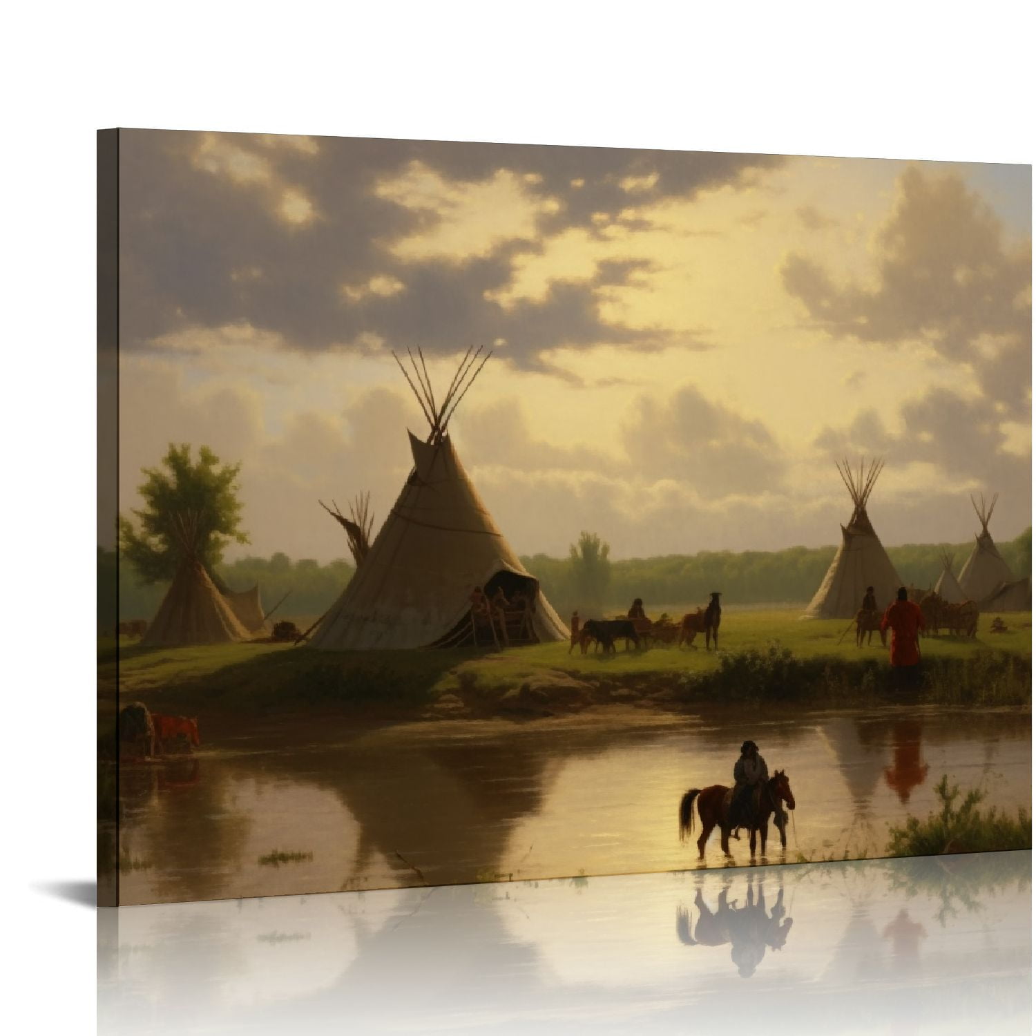 GOSMITH Native American Sioux Indian Teepee Camp Poster Wall Art Canvas ...