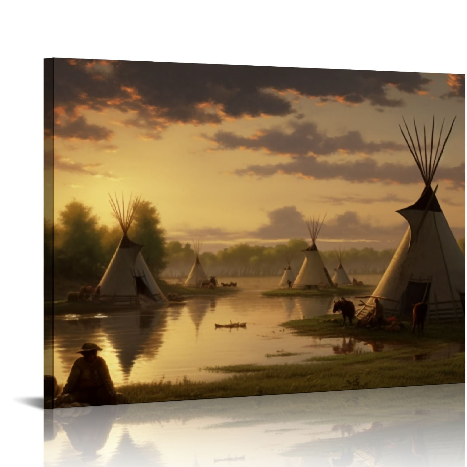 GOSMITH Native American Sioux Indians Teepee Camp Painting Poster ...