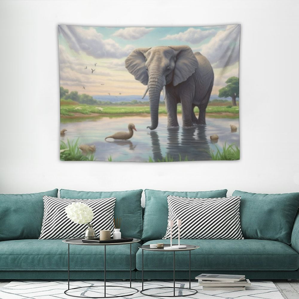 GOSMITH Natural Landscape Tapestry African Elephant Bedroom Decoration ...