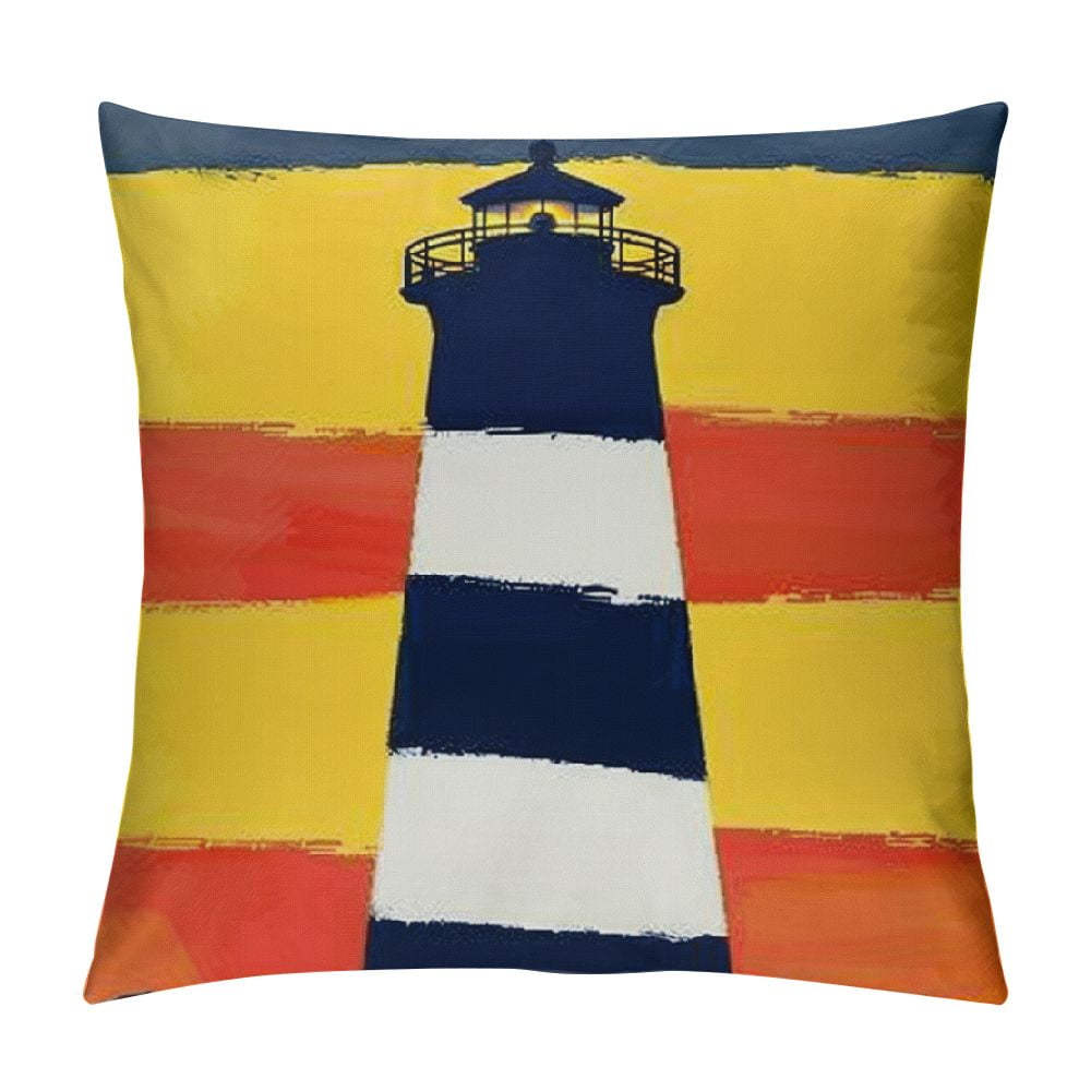 GOSMITH Nautical Navy Blue Throw Pillow Covers,Double-Sided Print ...