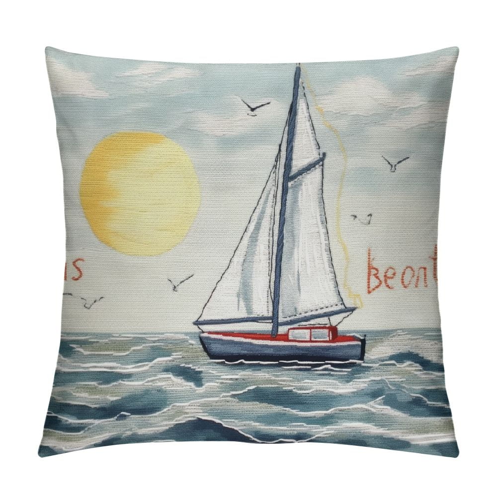 GOSMITH Nautical Throw Pillow Cushion Cover, Let Your Dreams Set Sail ...