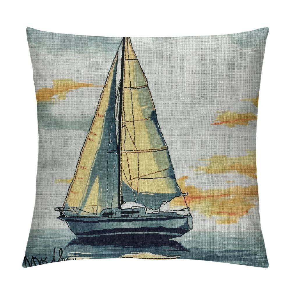 GOSMITH Nautical Throw Pillow Cushion Cover, Let Your Dreams Set Sail ...
