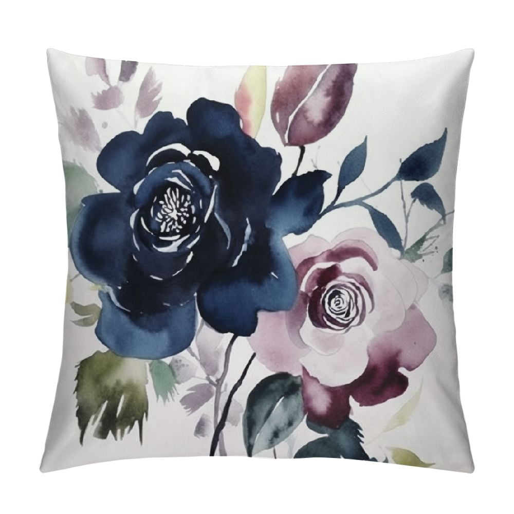 GOSMITH Navy Blue Pillow Covers Decorative Pillows Covers Boho Floral ...