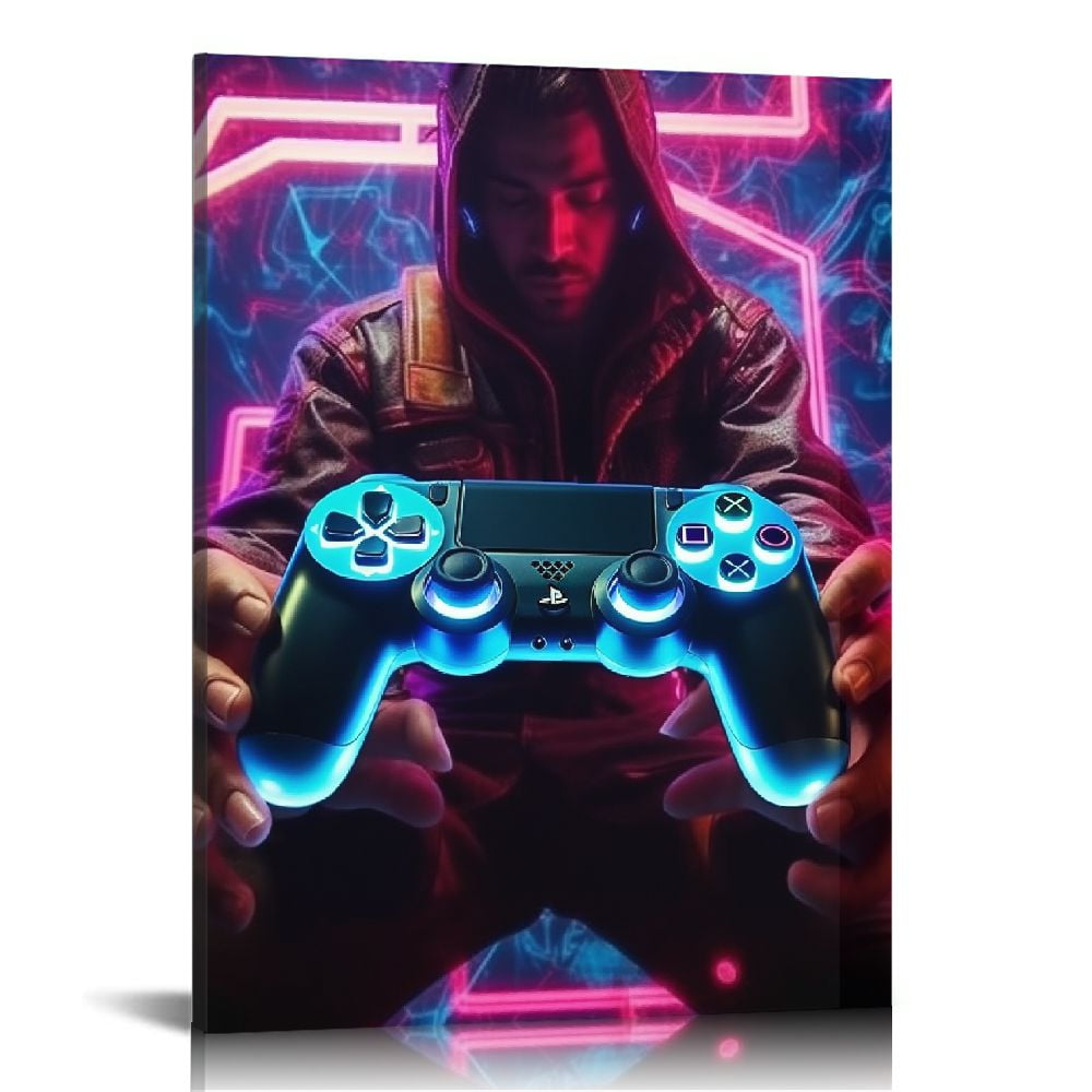 GOSMITH Neon Gaming Art Posters,Video Game Canvas Wall Art, Gamepad ...