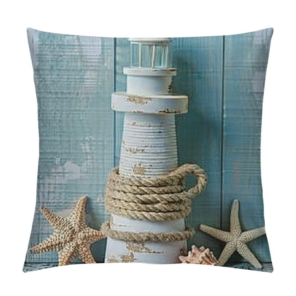 GOSMITH Ocean Beach Pillow Covers Nautical Summer Sea Theme Cushion ...