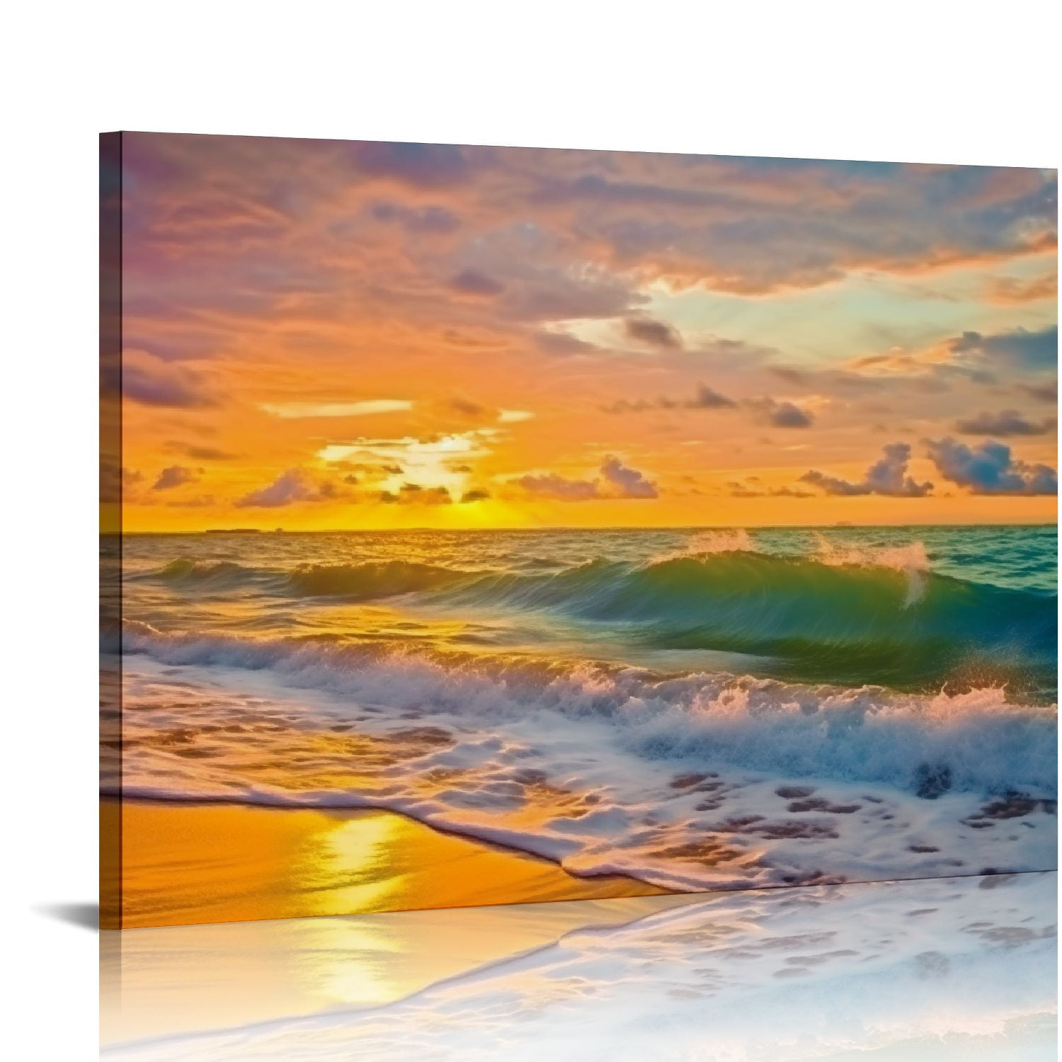 GOSMITH Ocean Beach Wall Canvas Print: Coastal Scene Sea Scenic Picture ...