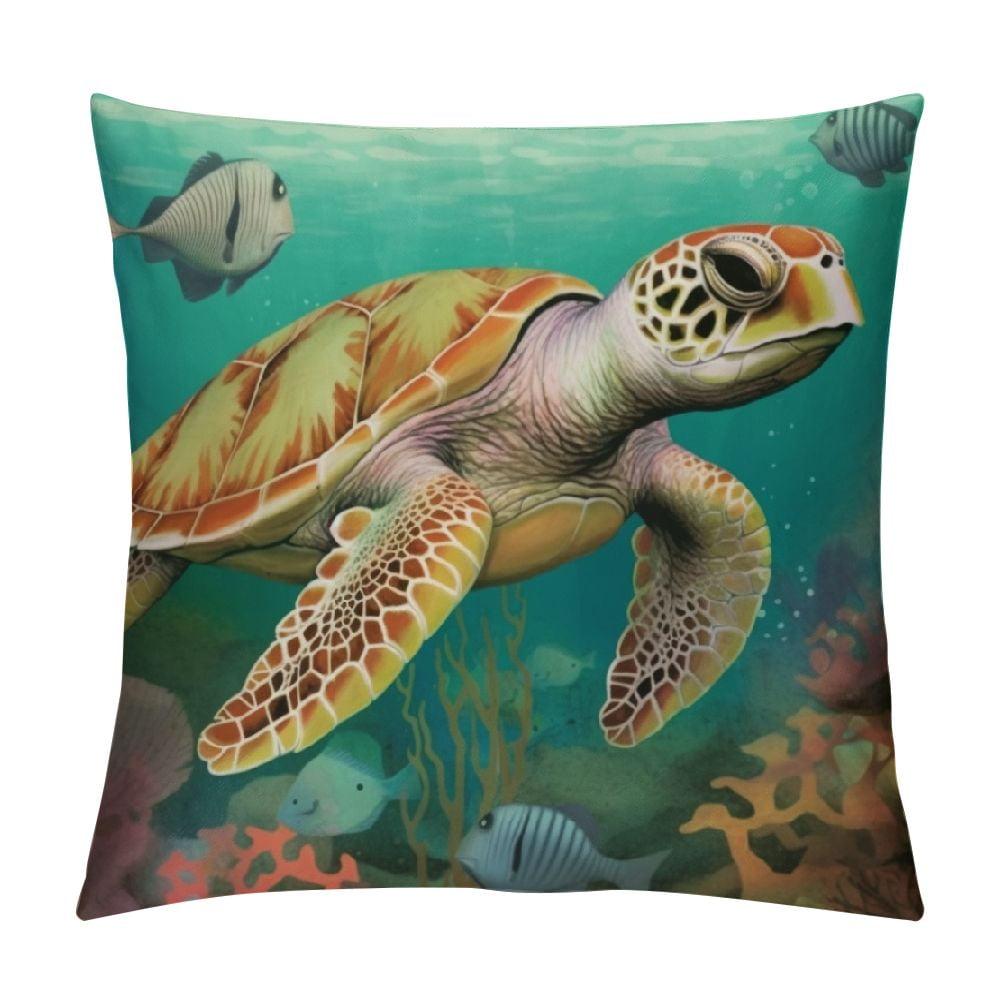 GOSMITH Ocean Park Theme Decorative Sea Turtle Throw Pillow Covers ...
