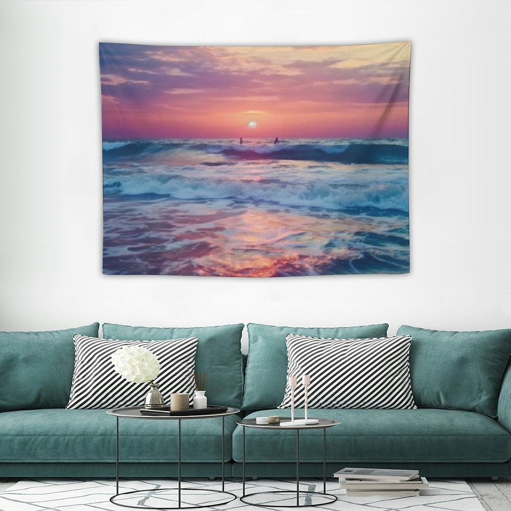 GOSMITH Ocean Tapestry Wall Hanging, Sea Beach Wave Sun Cloud Landscape ...