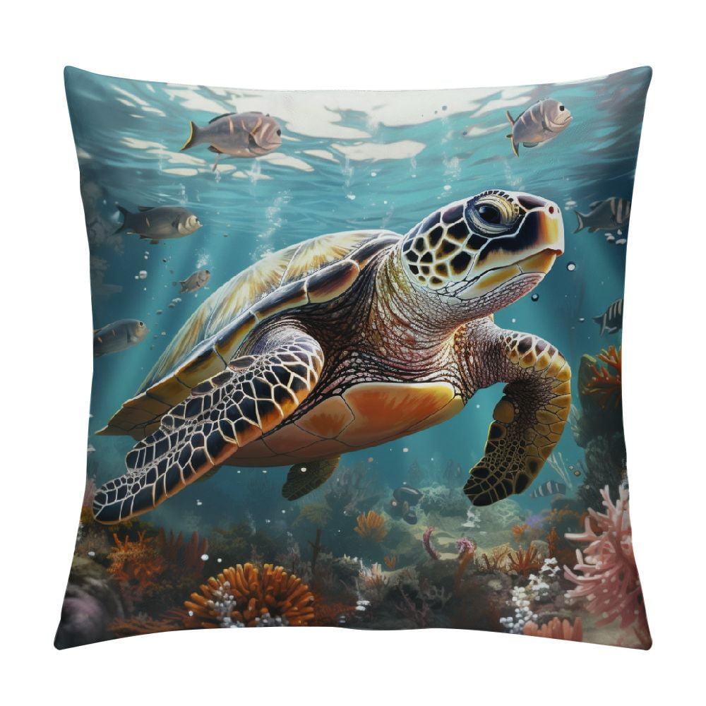 GOSMITH Ocean Turtle Pillow Cover Set of , Sea Theme Decorative Pillow ...