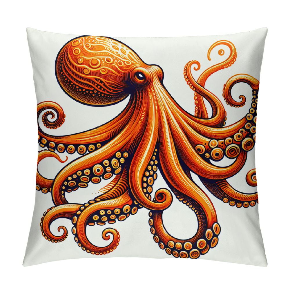 Leisuo Octopus Pillow Cushion Cover, Octopus Pattern Illustration ...
