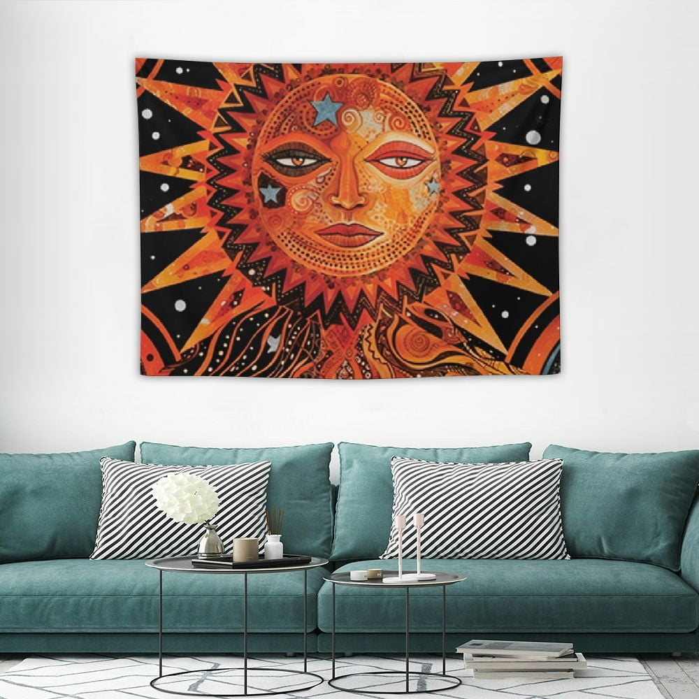 GOSMITH Orange Sun and Moon Tapestry Wall Hanging, Indie Hippie Mandala ...