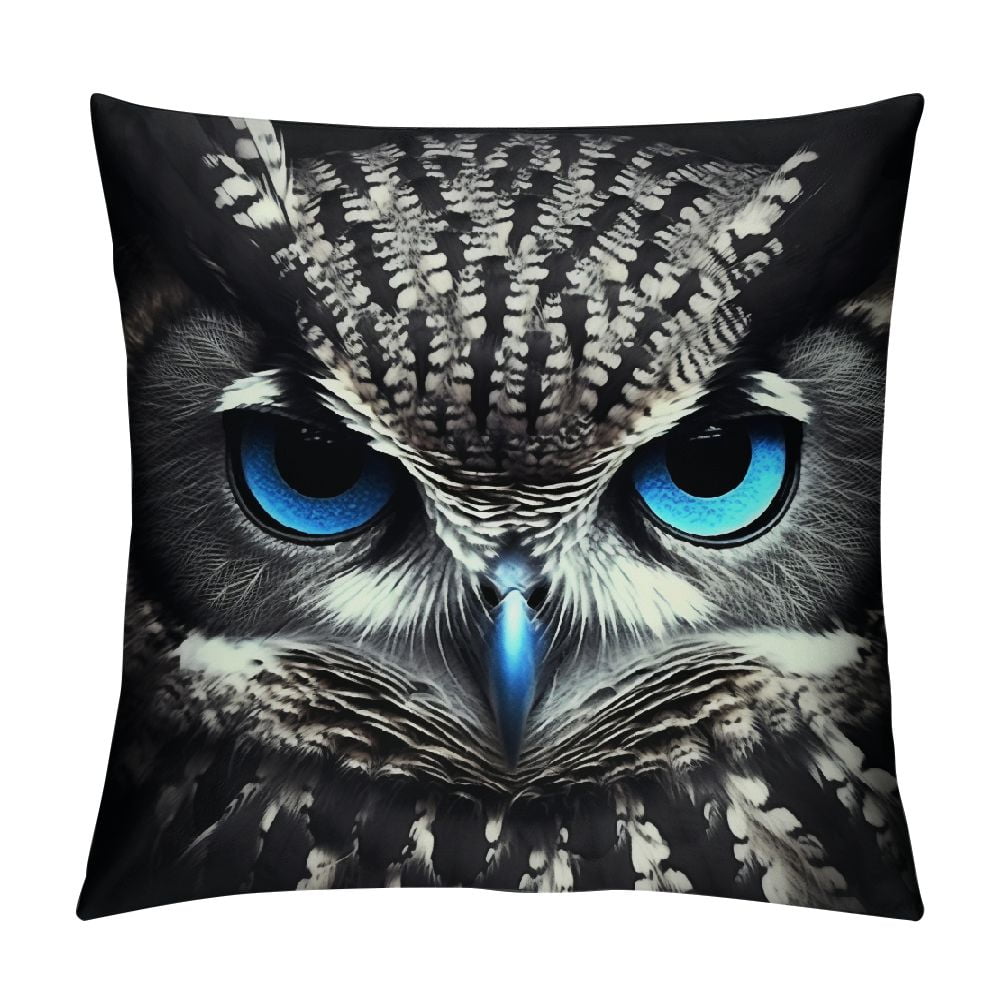 GOSMITH Owl Pillow Cover Print Wild Animal Dark Night Square Throw ...