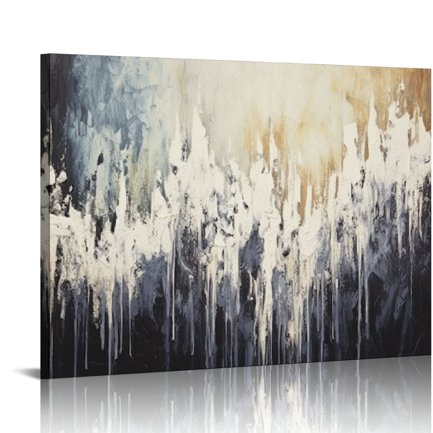 GOSMITH Painted Abstract Painting on Canvas - Black and White Modern ...