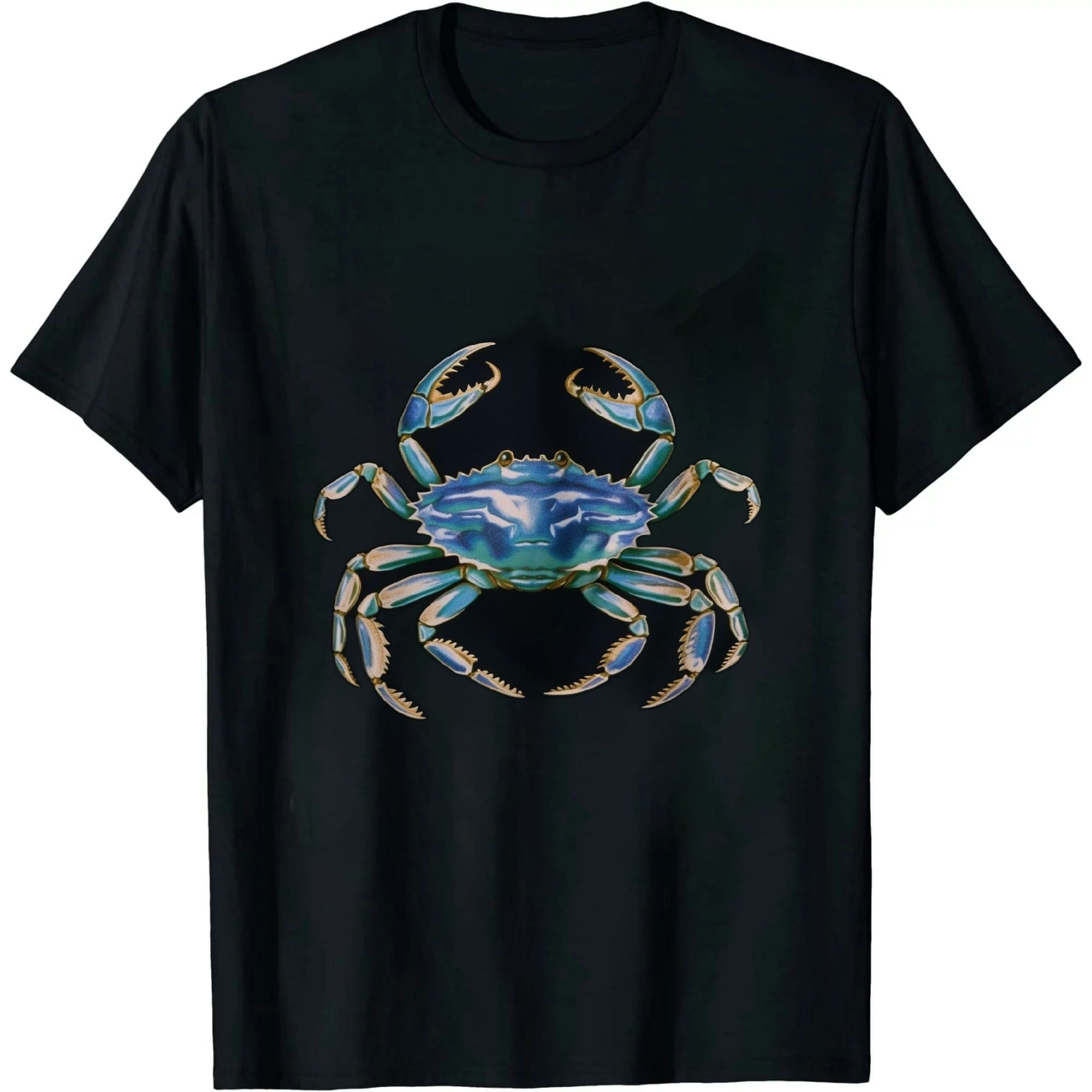 Leisuo Painted Art Maryland Blue Crab T-Shirt Round Neck 100% Cotton ...