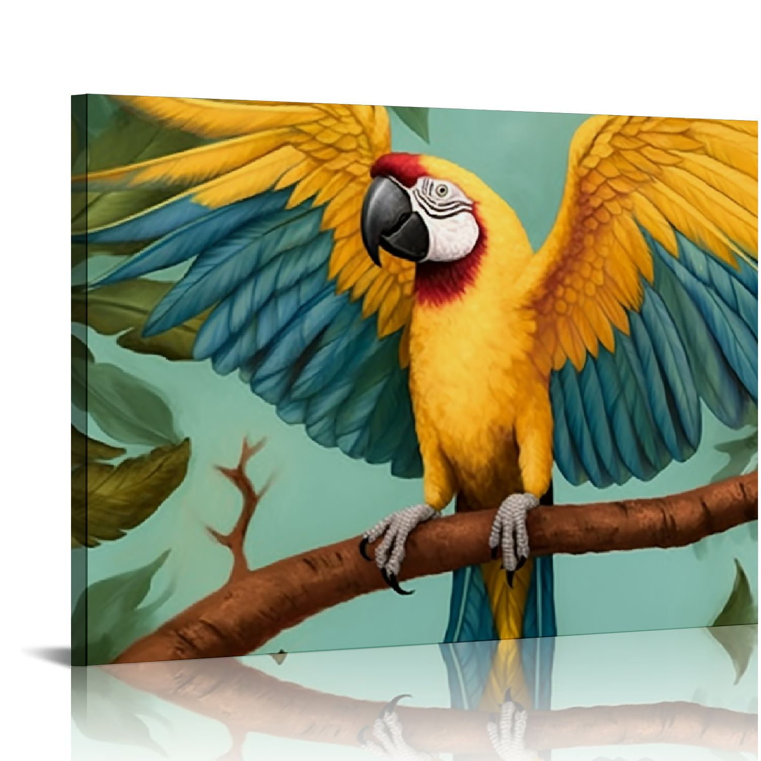 GOSMITH Parrot Canvas Wall Art Tropical Birds Paintings Green Parrot ...