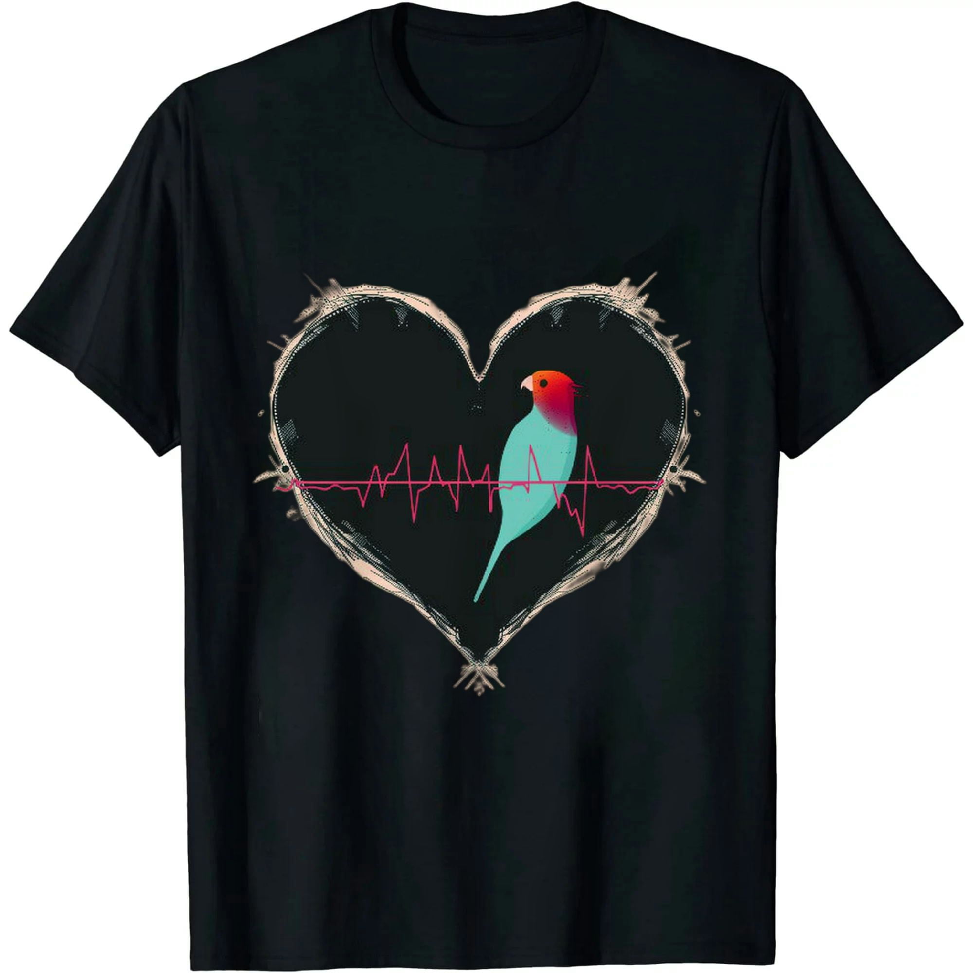 GOSMITH Parrot EKG Blue Indian ringneck Heartbeat Bird Pulse Line T ...
