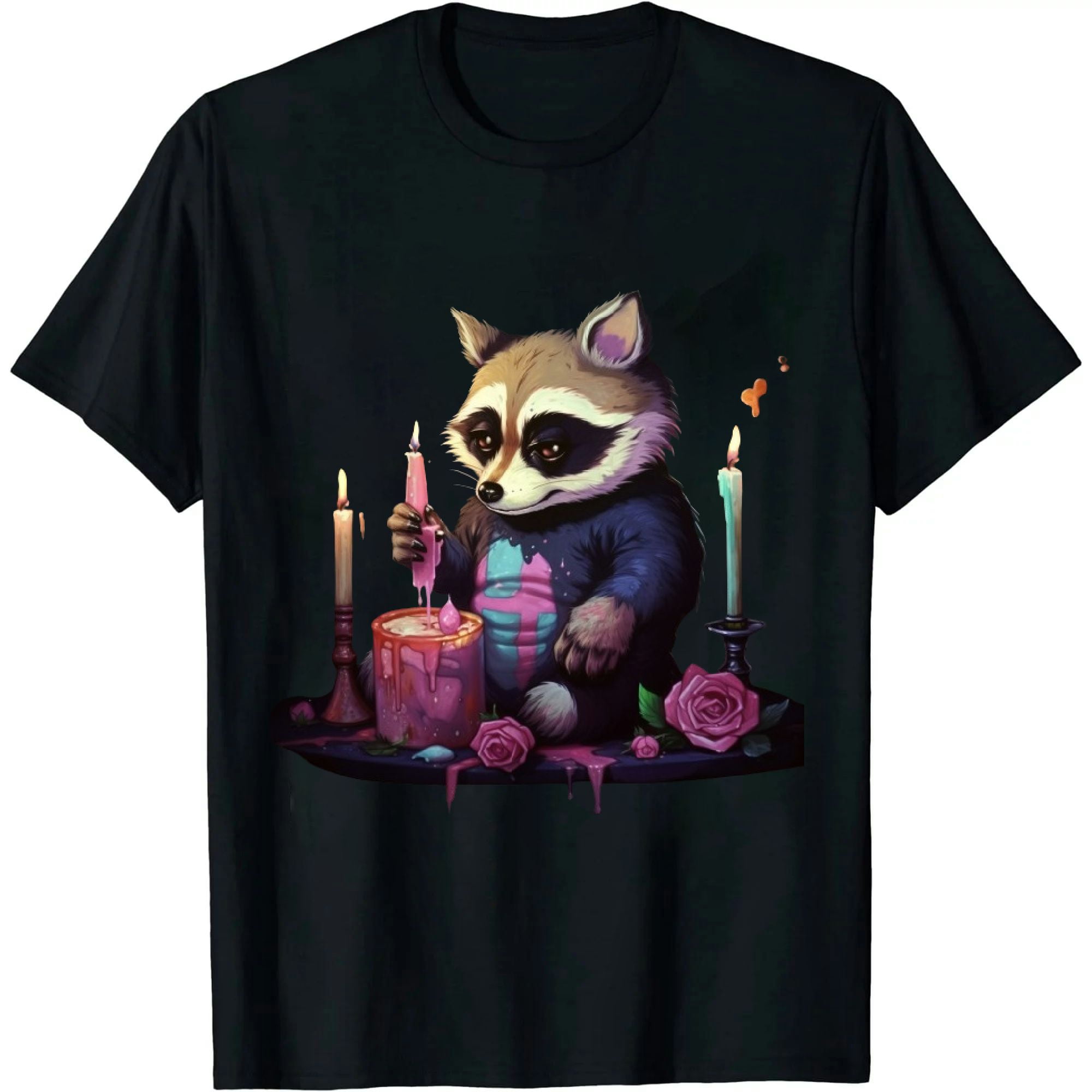 GOSMITH Pastel Goth Cute Creepy Raccoon Kawaii Goth Trash Menhera T ...