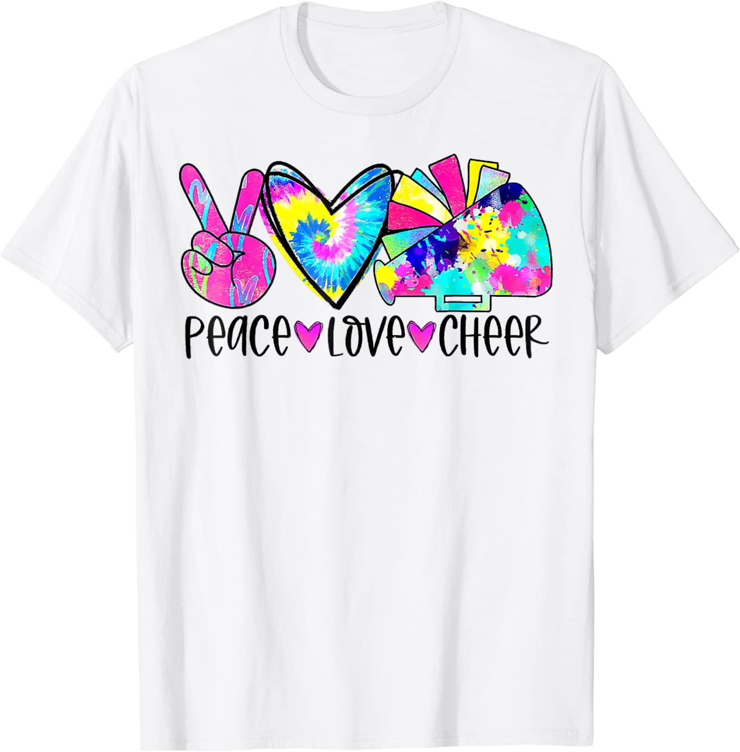 GOSMITH Peace Love Cheer Shirt Tie Dye Cheerleading Cheerleader Gift T ...