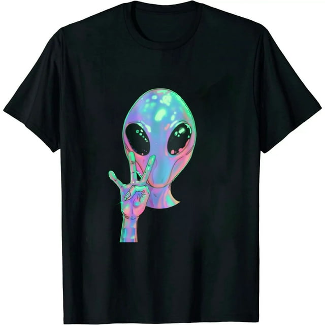 GOSMITH Peace Sign Hand Planet Stars UFO Cool Trippy Green Alien T ...