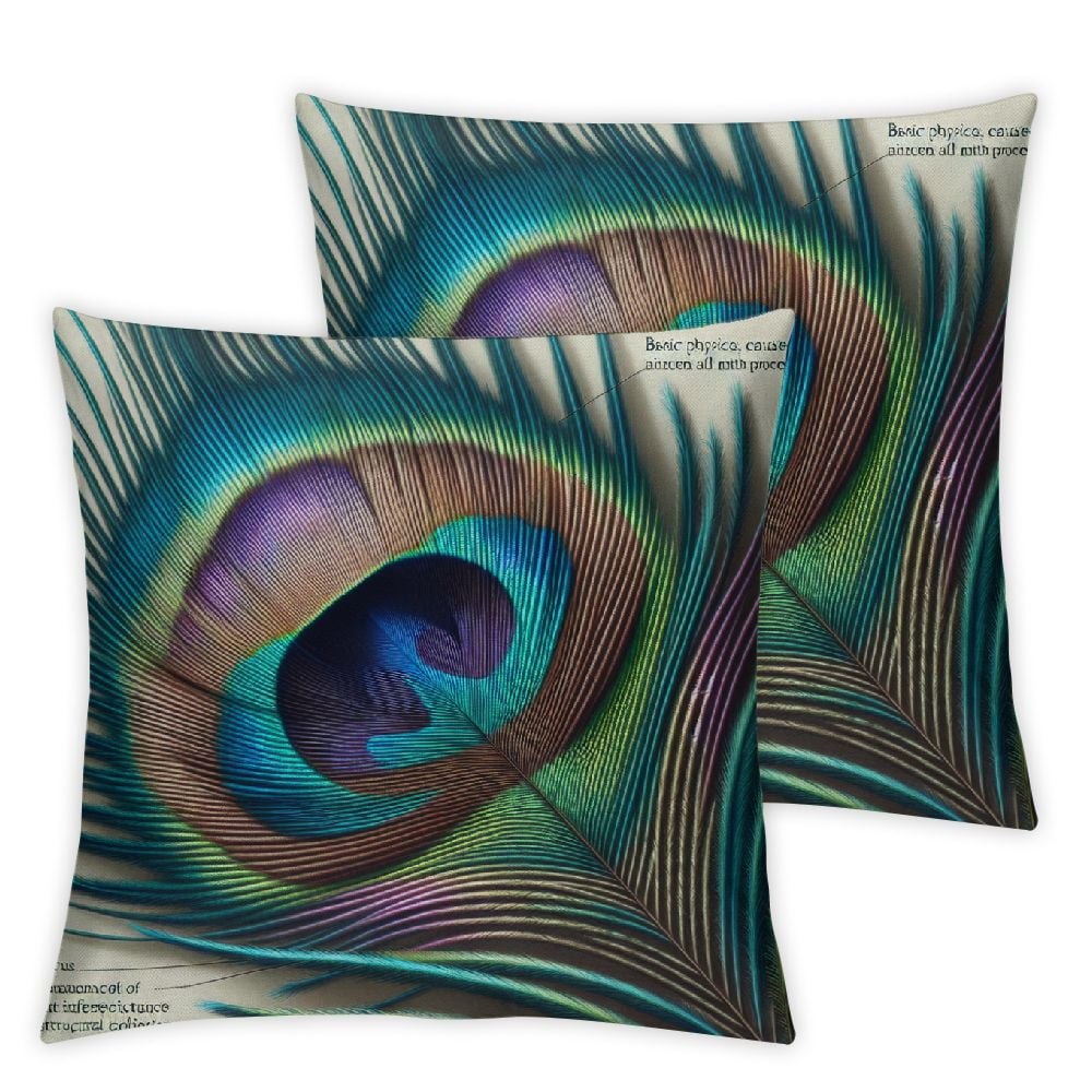 GOSMITH Peacock Exotic Peacock Feathers Bird 2-Piece Plush Pillow ...