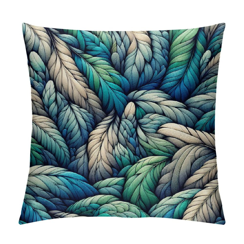 GOSMITH Peacock Feather Throw Pillow Case Cushion Cover Watercolor ...