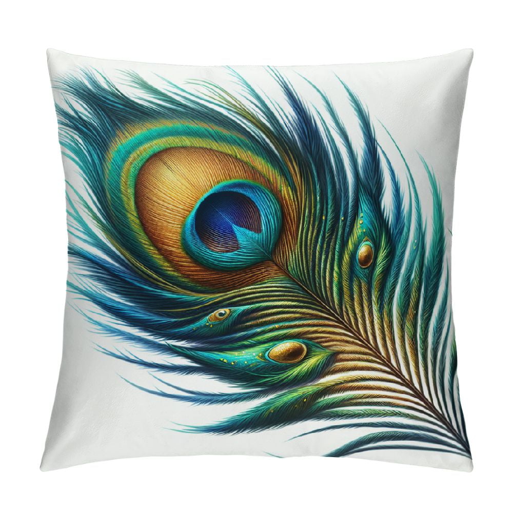 Leisuo Peacock Feather Throw Pillow Cover Black Cushion Cover for ...