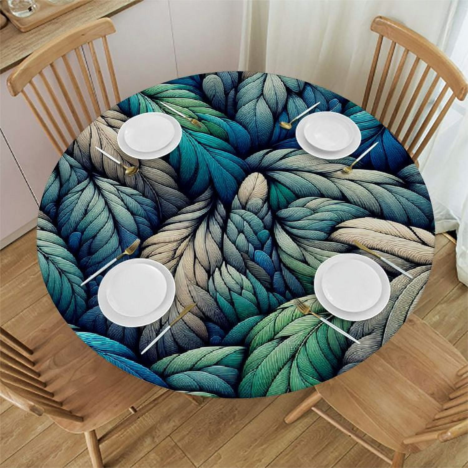 GOSMITH Peacock Feather Watercolor Gradient Blue Full Width Single ...