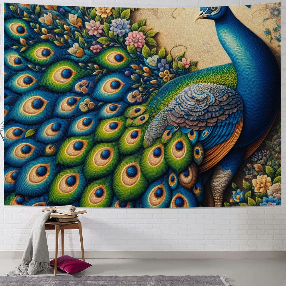 GOSMITH Peacock and Peonies in Chinoiserie Style Tapestry for Living ...