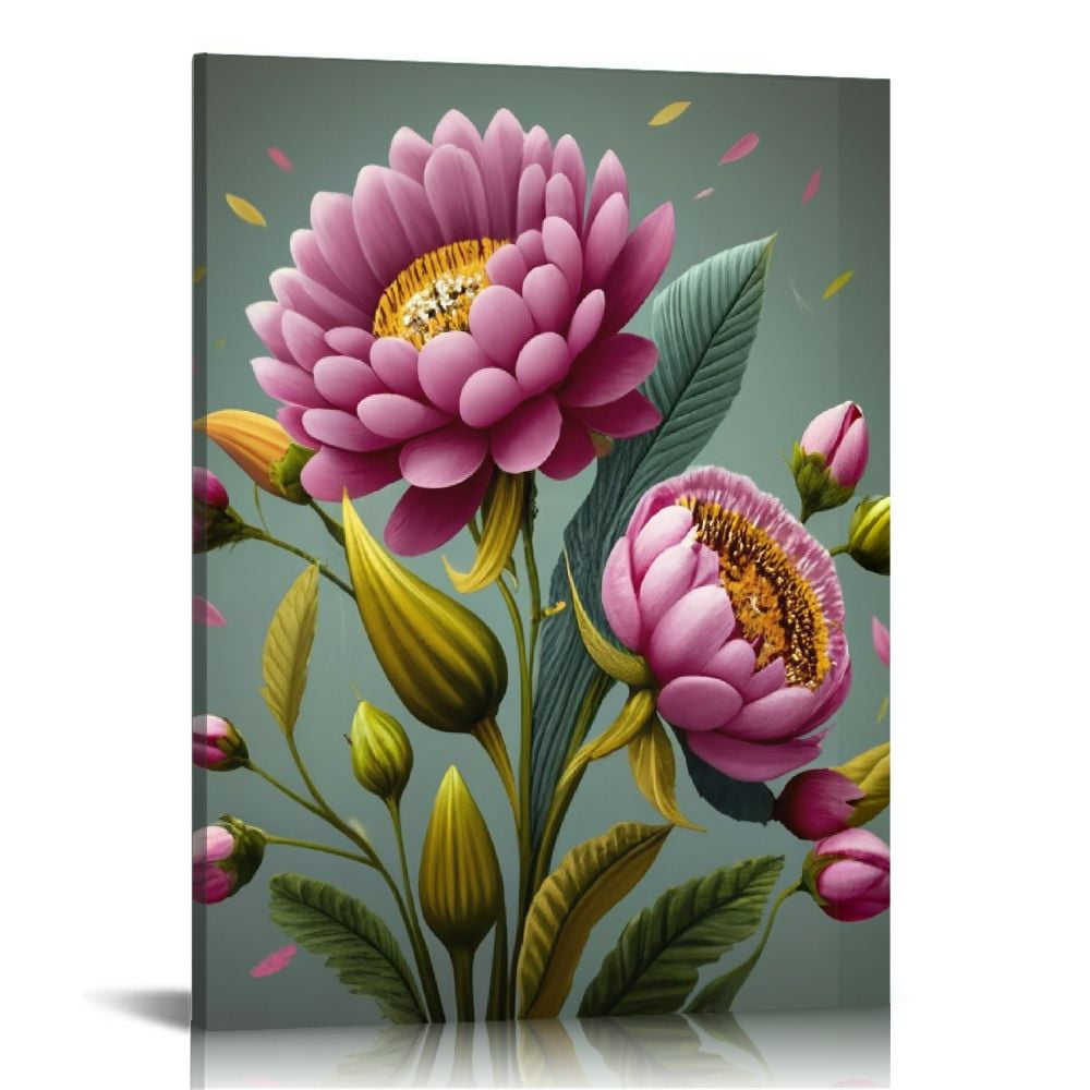 GOSMITH Peony Wall Art Pink Flower Canvas Wall Art Prints Floral ...