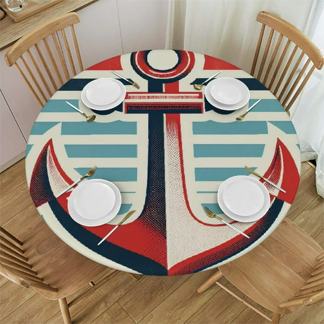 GOSMITH Picnic Dining Kitchen Farmhouse Nautical Anchor Navy Blue ...