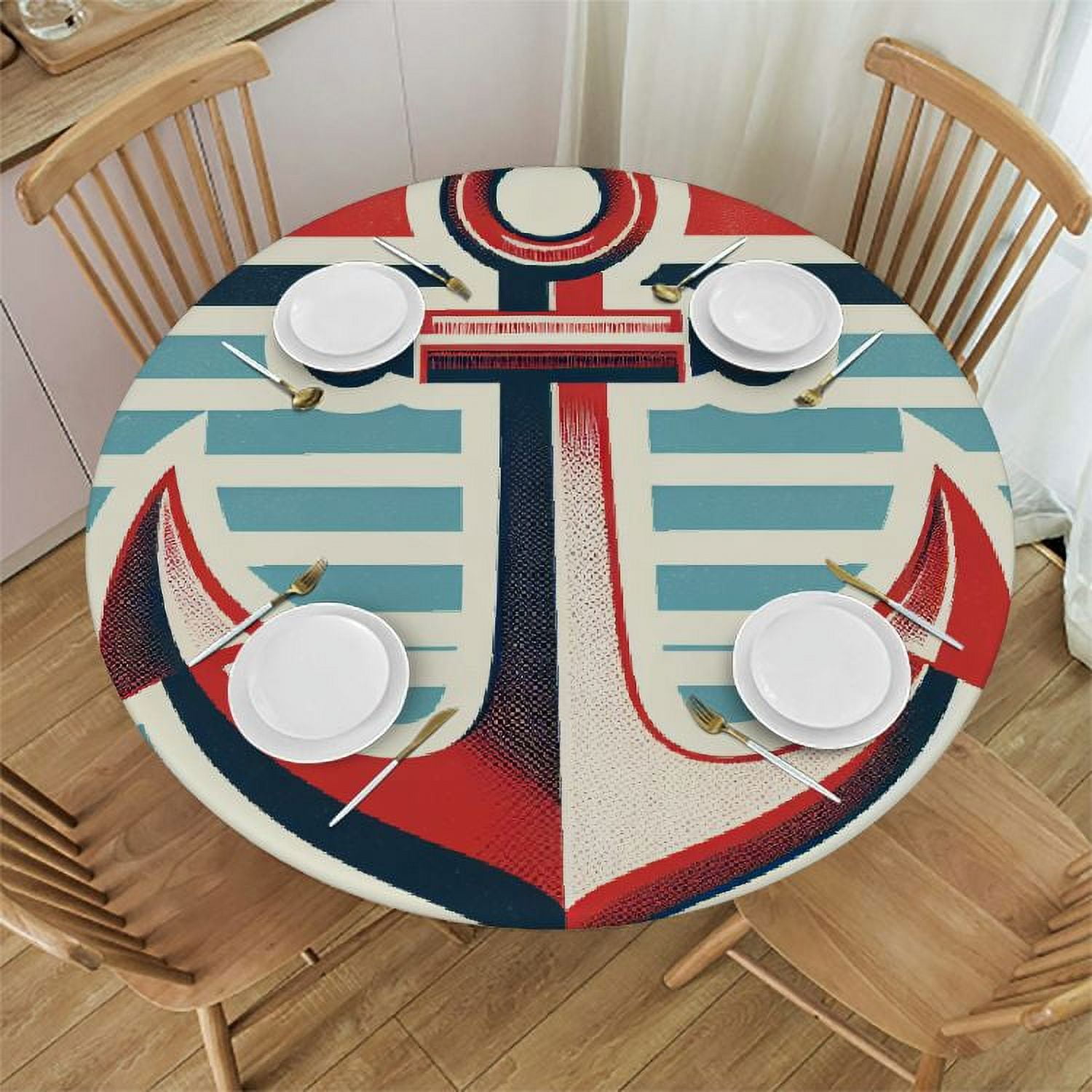 GOSMITH Picnic Dining Kitchen Farmhouse Nautical Anchor Navy Blue ...