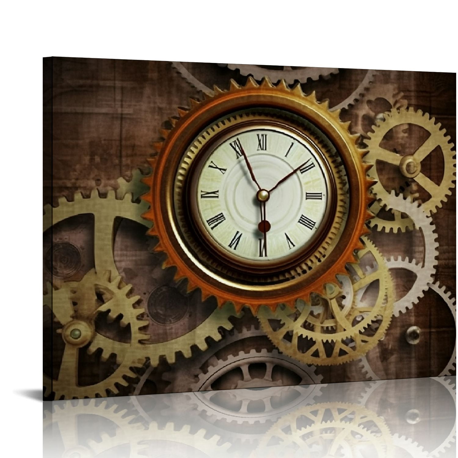 GOSMITH Picture Canvas Wall Art Prints Gear Wall Clock Punk Design Home ...