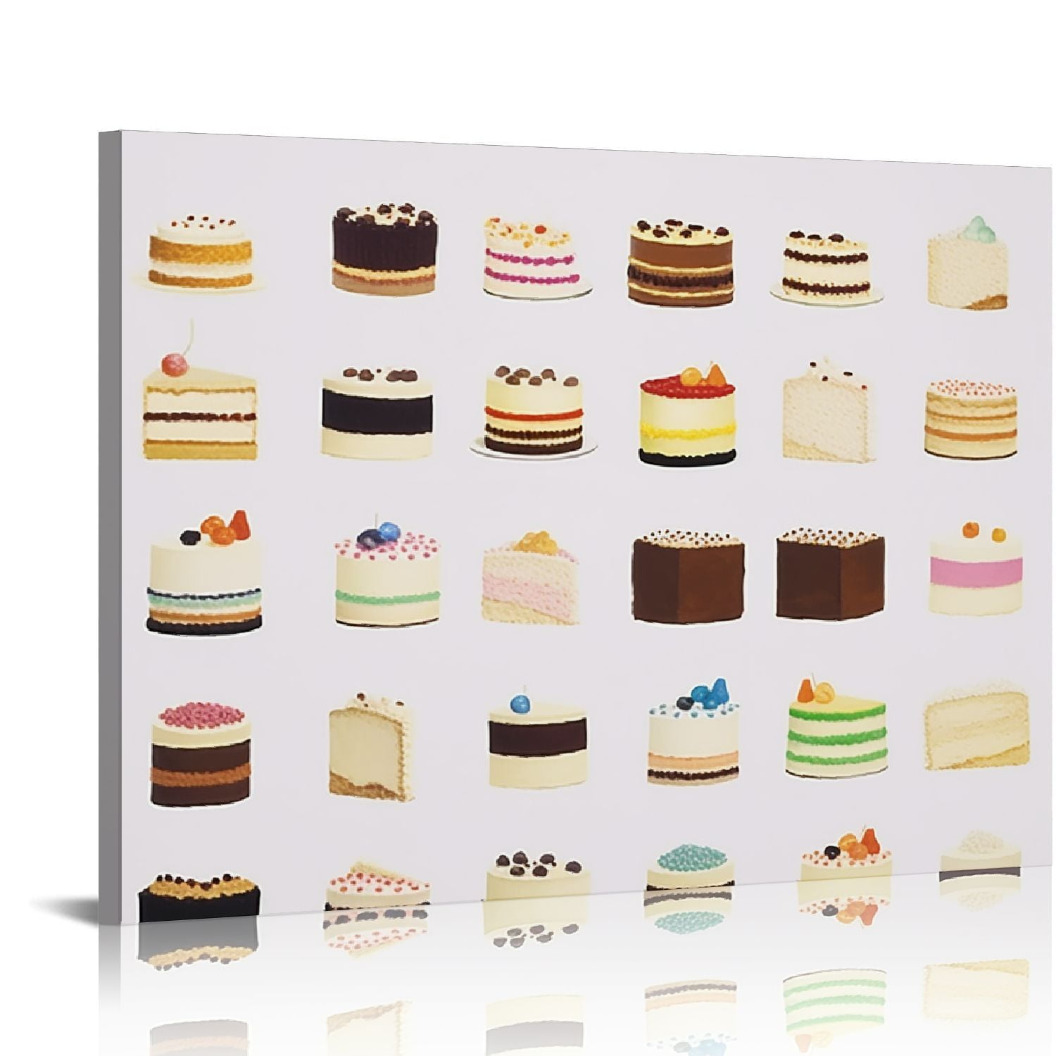 GOSMITH Pieces of Cake Kitchen Wall Art Gifts for Bakers Pastry Art ...