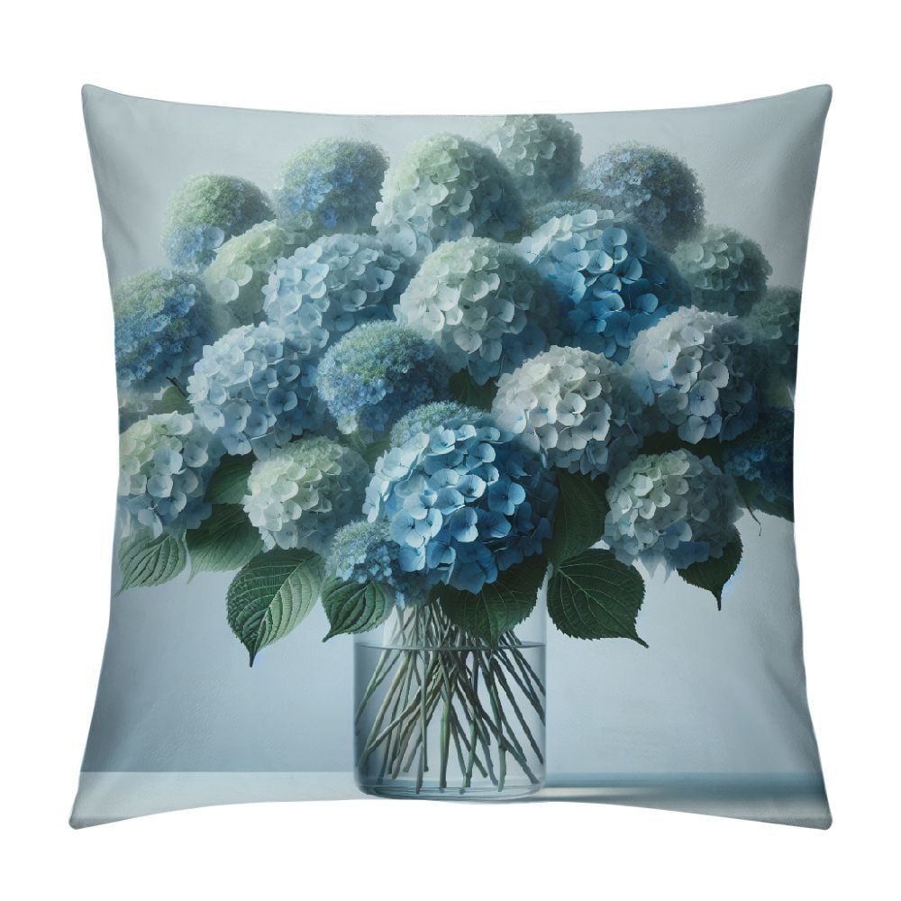 Leisuo Pillow Cover Beautiful Isolated Blue Hydrangea Lovely Flowers ...