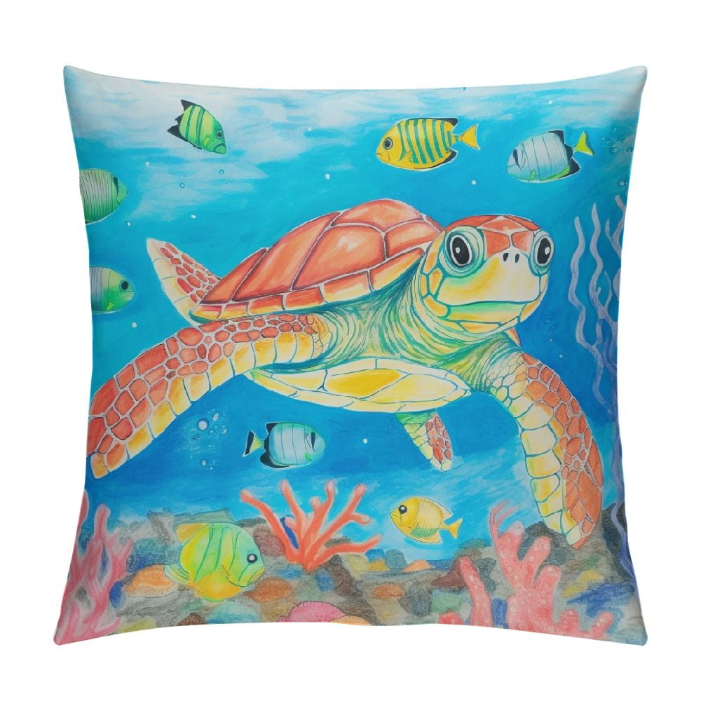 GOSMITH Pillow Cover Sea Turtle Square Throw Pillow Case Cushion Cover ...