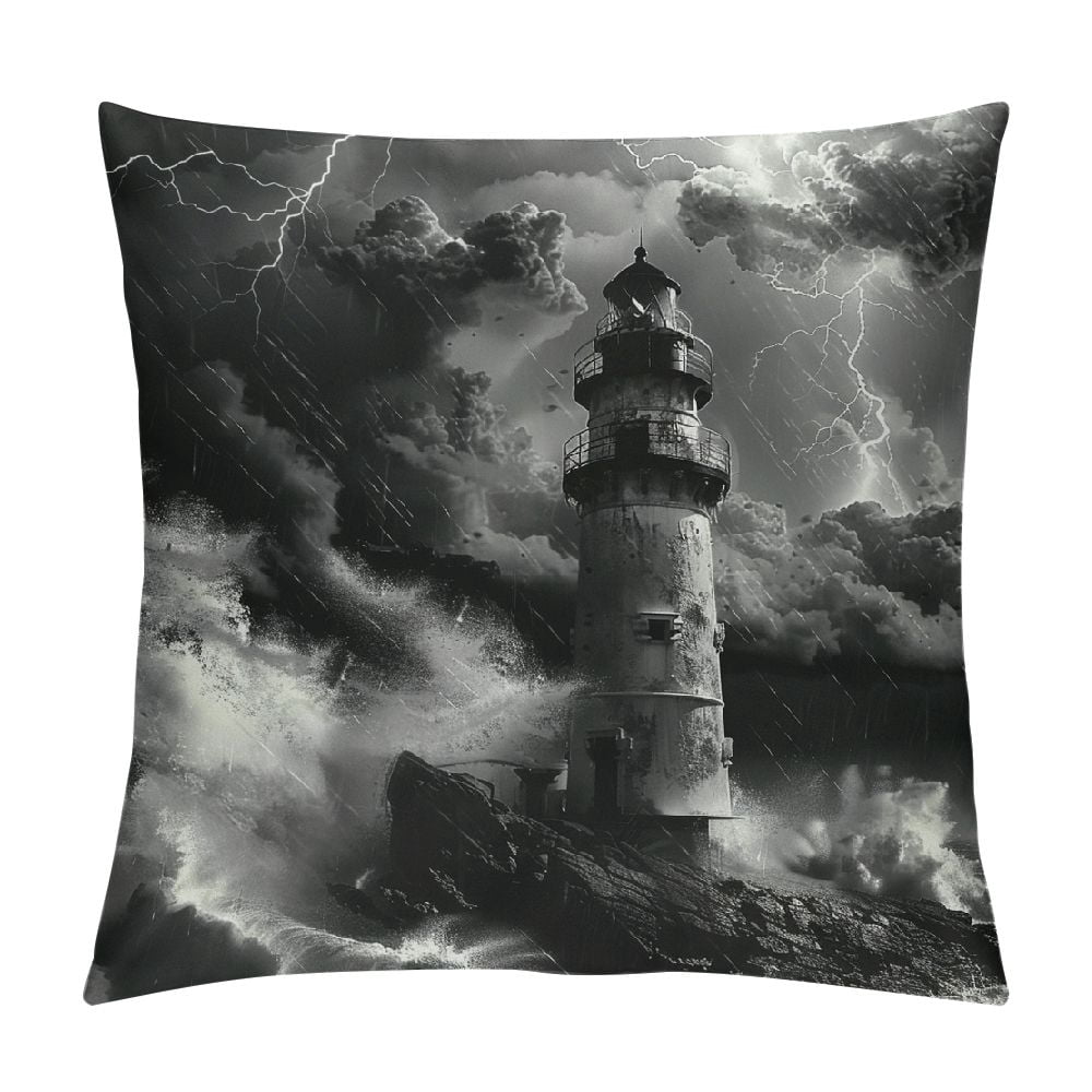 GOSMITH Pillow Covers Lighthouse Throw Pillows, Black and White ...